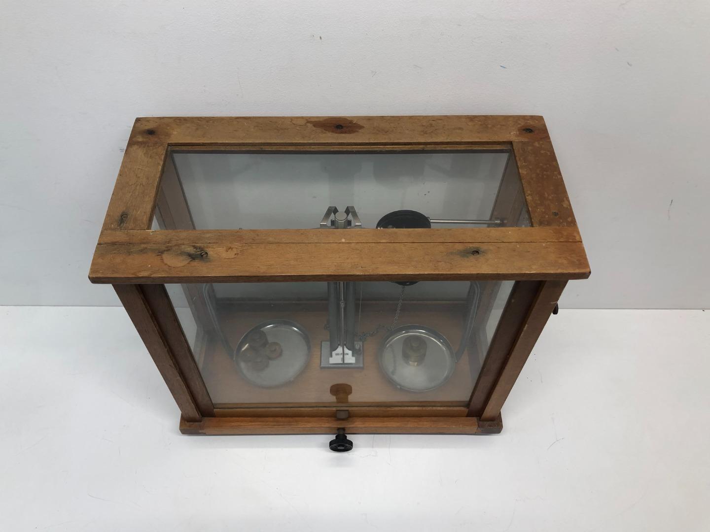 Griffin and George Glass Cased Scientific Apothecary Scales