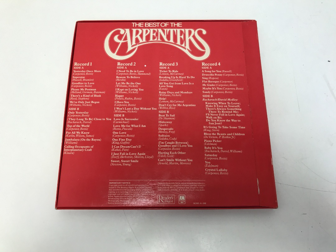 The Best of the Carpenters Vinyl Box Set by Reader's Digest