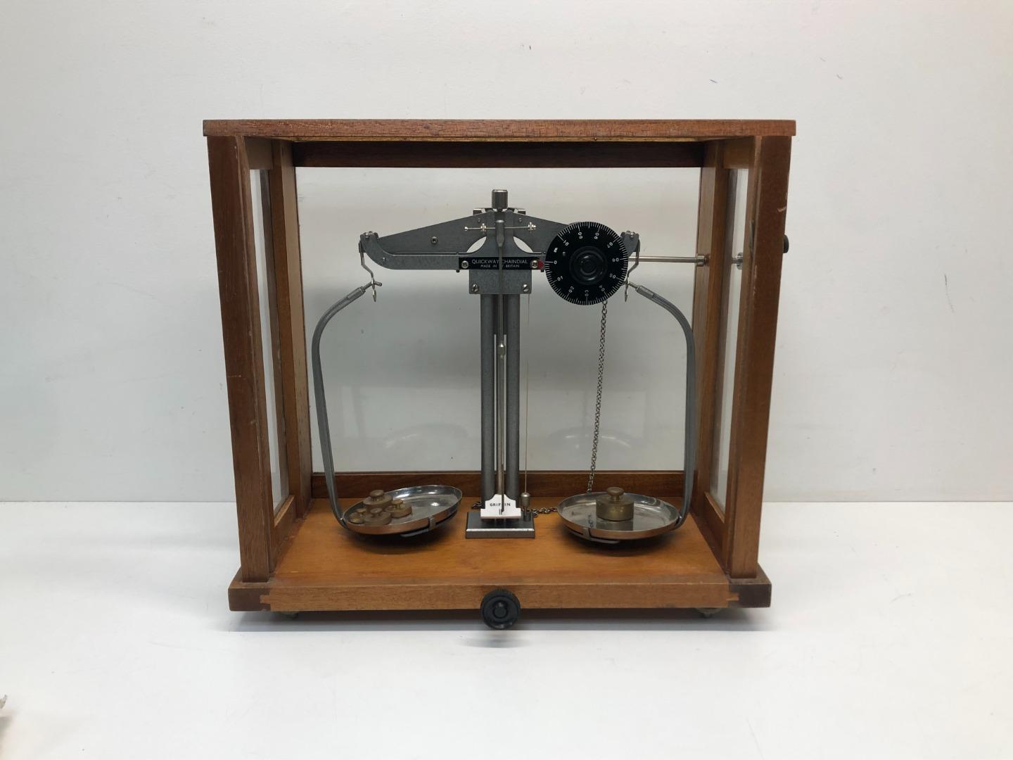 Griffin and George Glass Cased Scientific Apothecary Scales