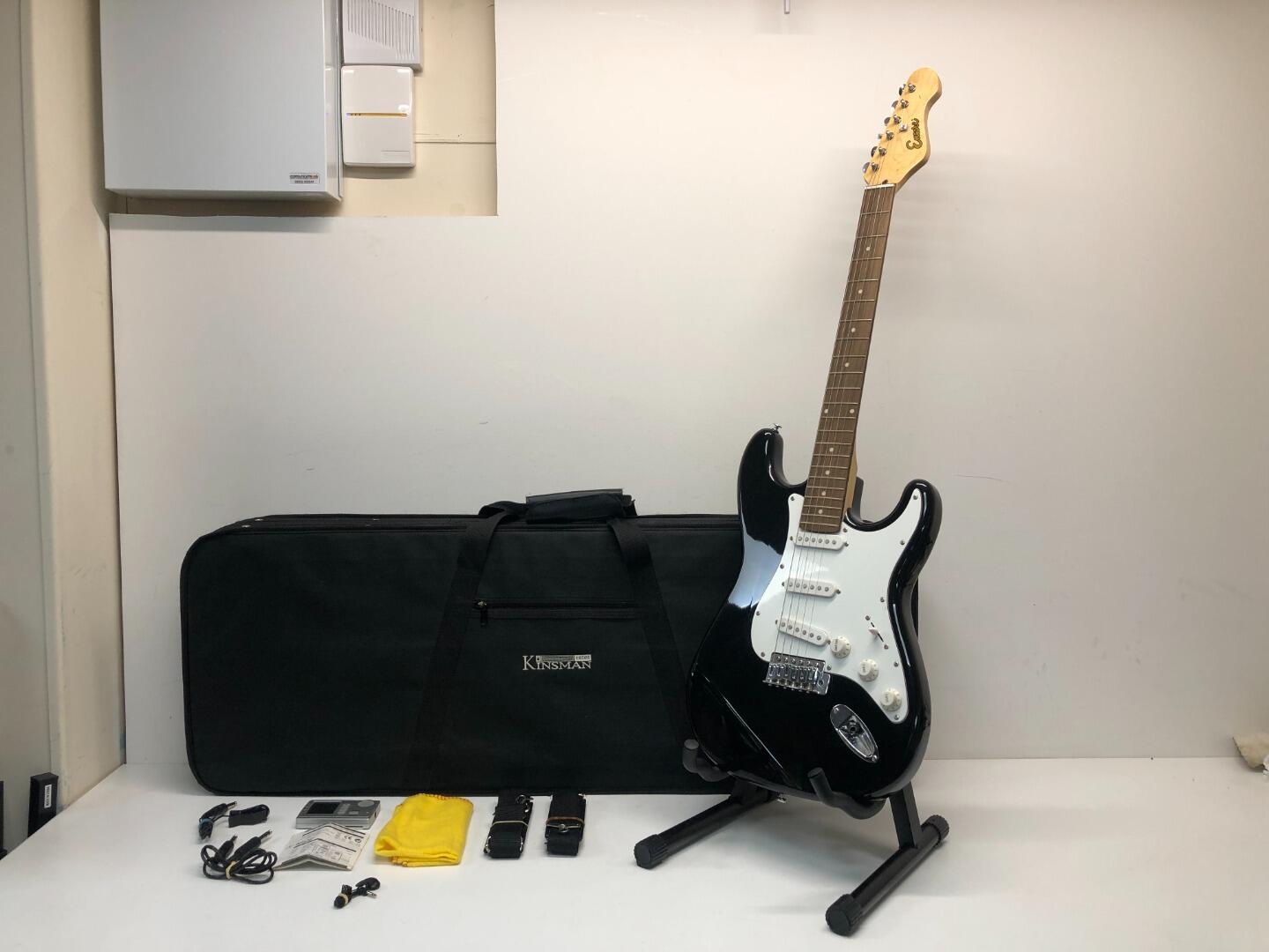 Encore Black Stratocaster Electric Guitar with Case