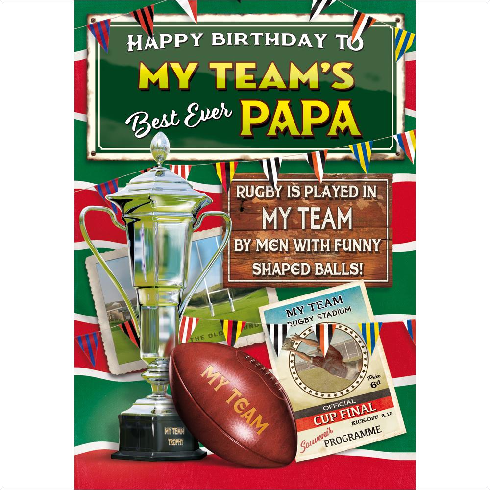 J101-LE Red Green & White Vintage Rugby : Personalised Birthday Card ...