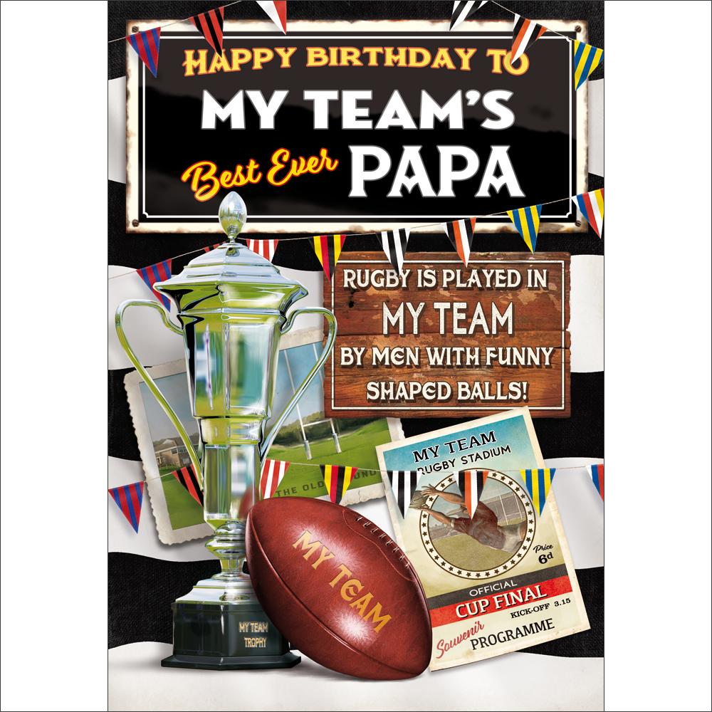 J105-LE Black & White Hoops Vintage Rugby : Personalised Birthday Card ...