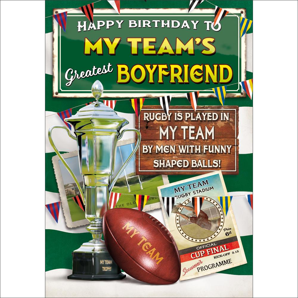 J119-BE Green & White Vintage Rugby : Personalised Birthday Card for a ...