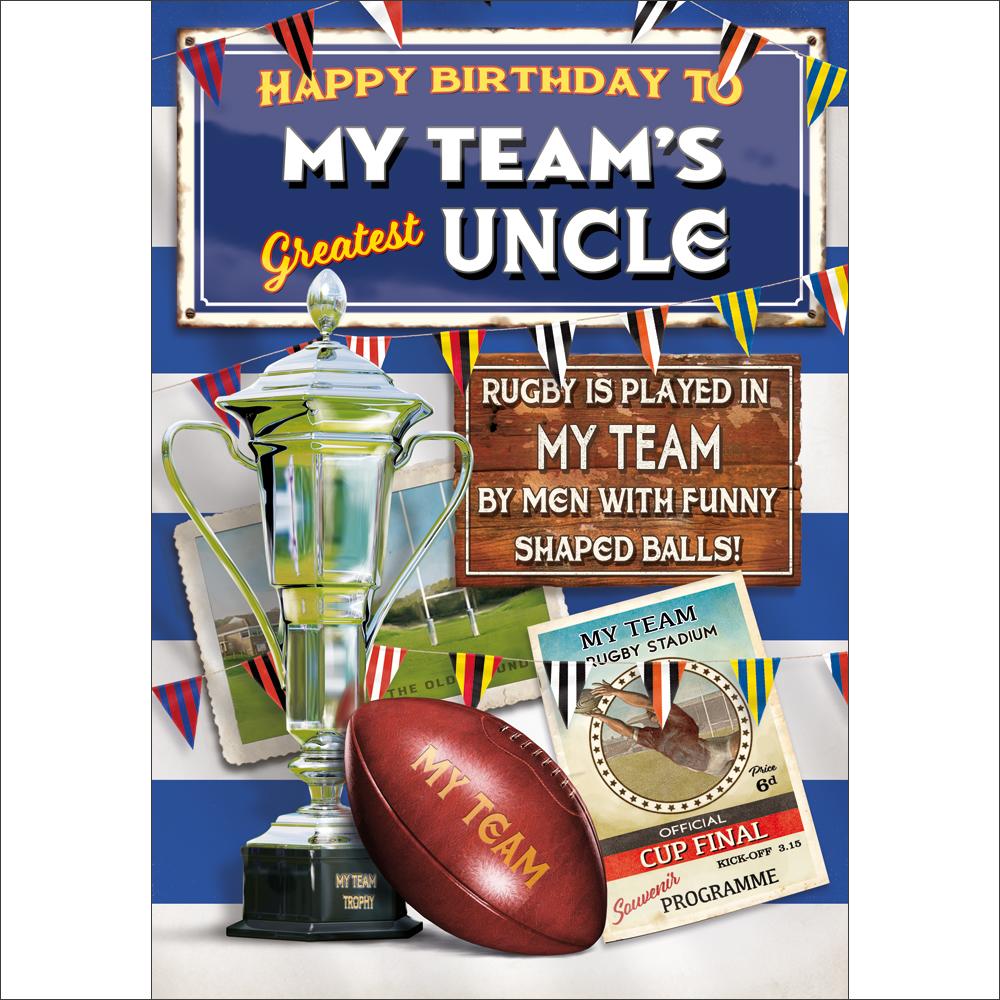 J107-SD Blue & White Vintage Rugby : Personalised Birthday Card for a ...