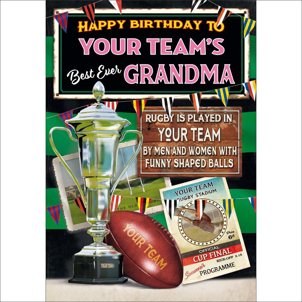 J120-KA Green & Black Vintage Rugby : Personalised Birthday Card for a ...