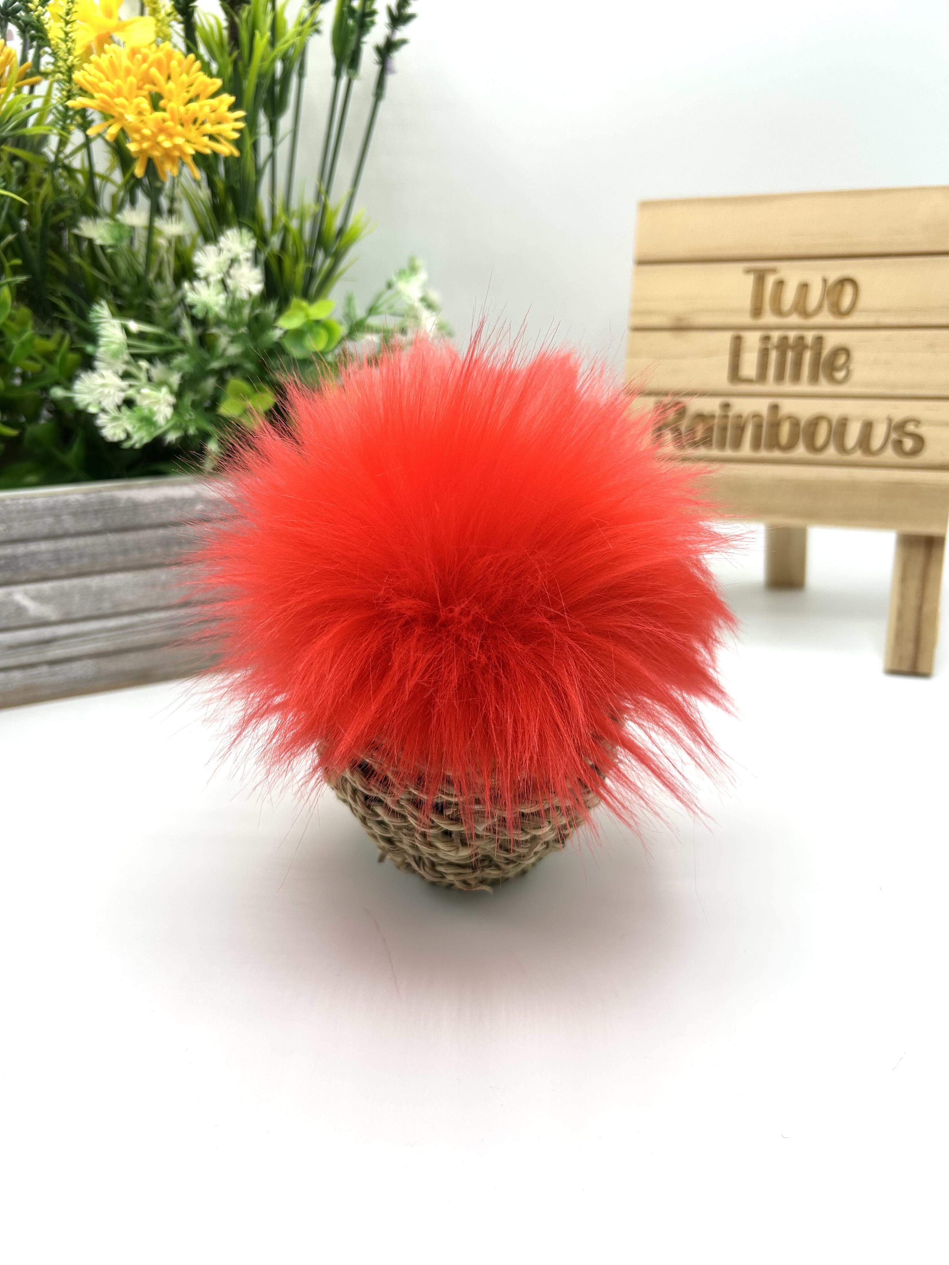 Green Faux Fur Pom Pom for Handmade Beanies – Easy to Attach with ...