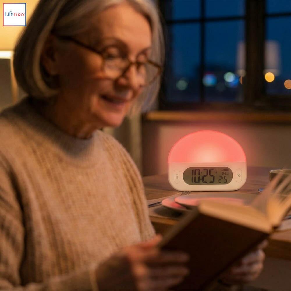 Sunrise Wake Up Light Alarm Clock with Digital Time & Temperature ...