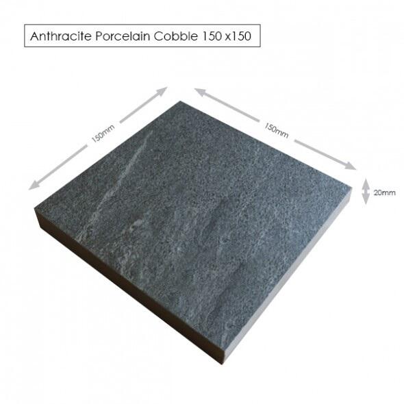 Anthracite Porcelain Cobbles 150 x 150