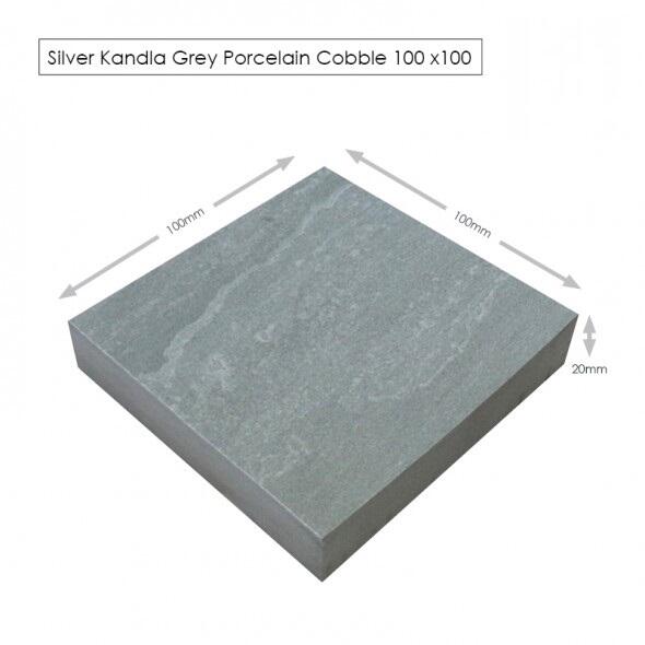 Kandla Grey Porcelain Cobbles 100 x 100
