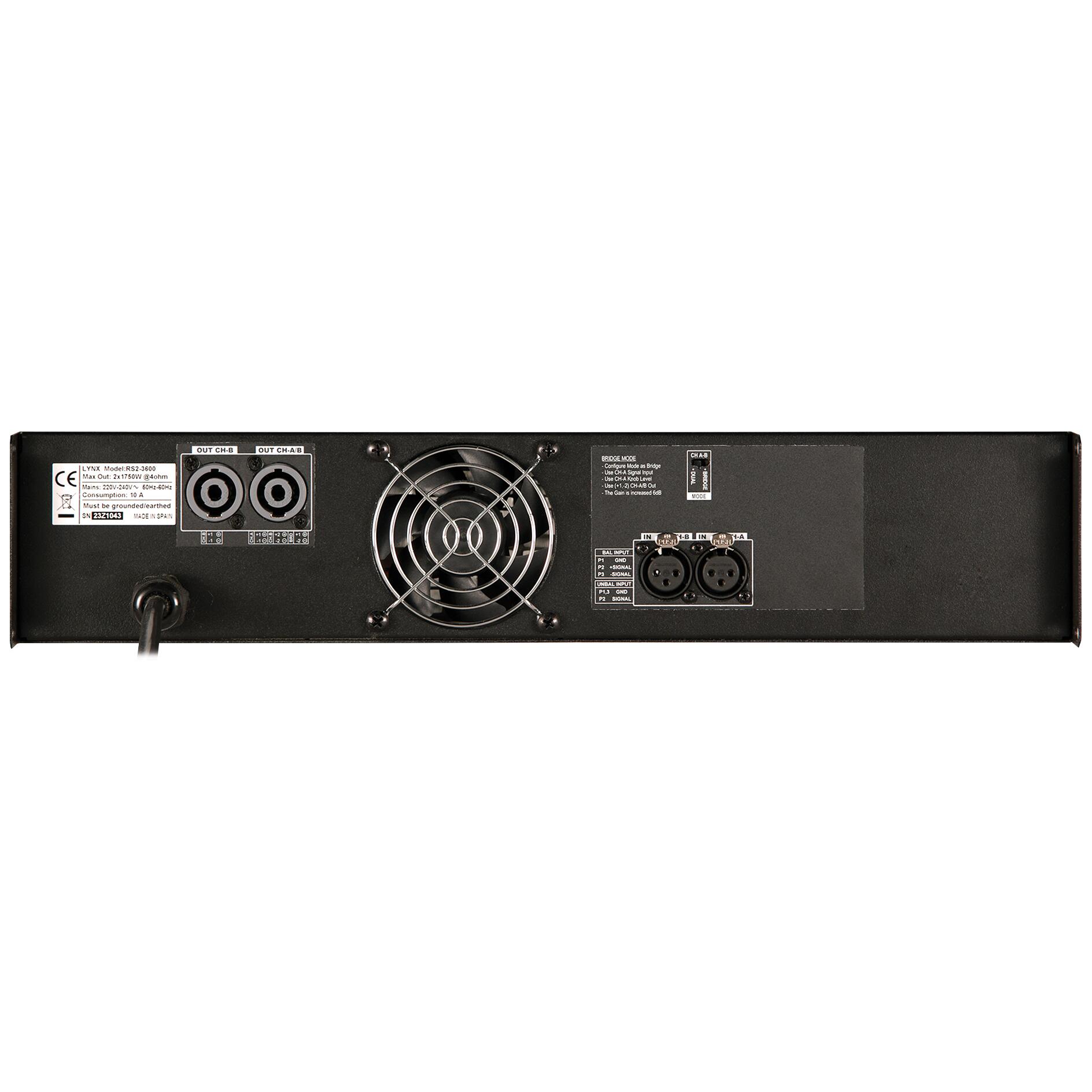 Lynx Pro-Audio RS2-3600 2 x 1800W Power Amplifier