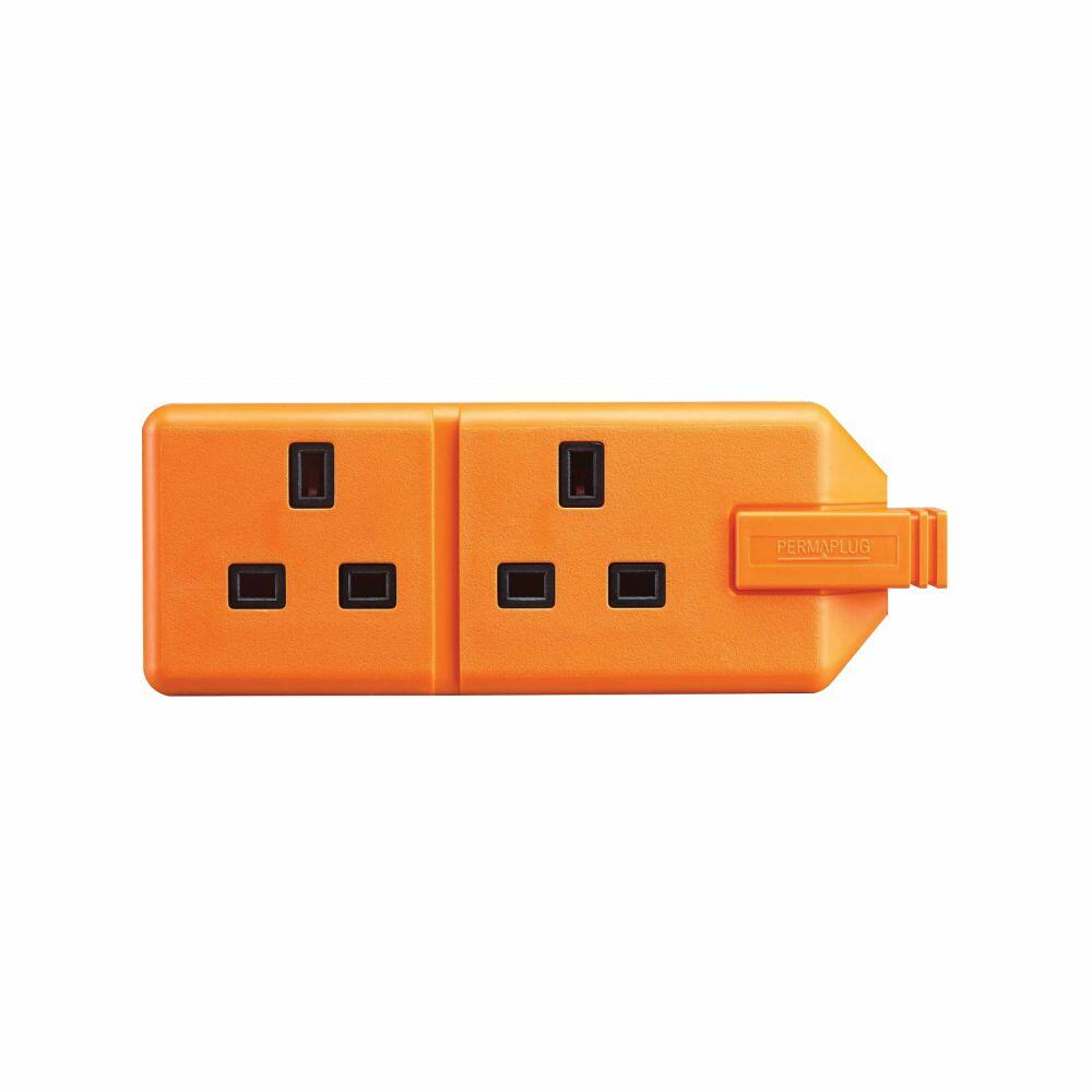 Masterplug 2 Gang 13A HD Mains Socket, Orange (ELS132O)