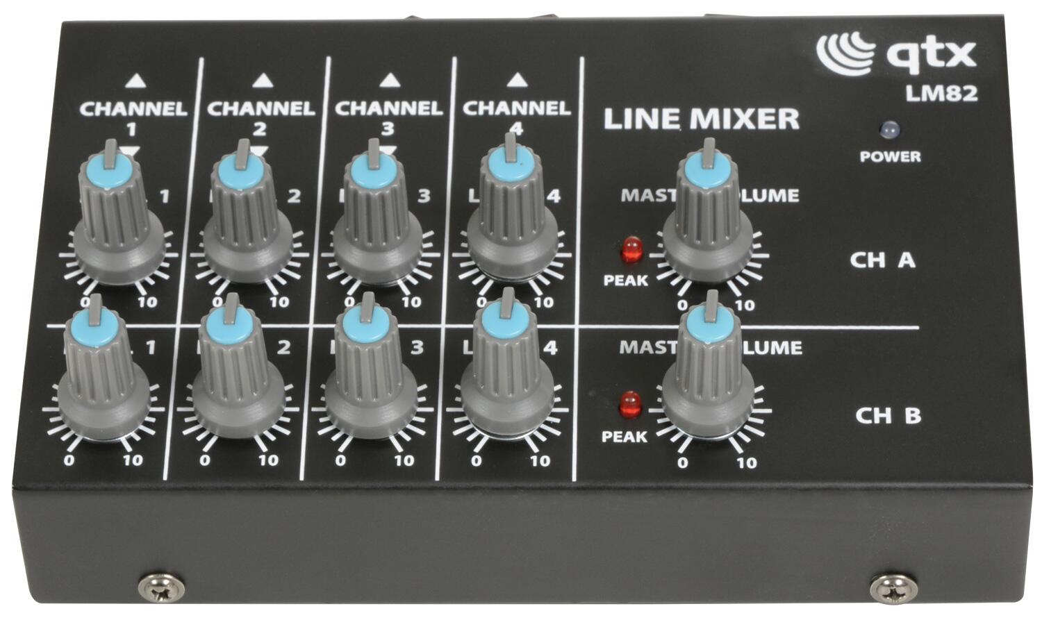 QTX LM82 4 Stereo Channel Line Level & Instrument Mixer