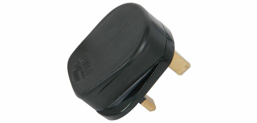Mercury Rubber UK mains plug, 13A fuse, black - 429.627UK (pack of 20)