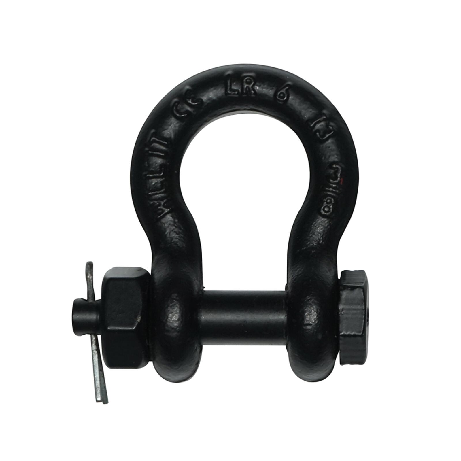 ELLER 1 Ton Black Bow Shackle with Safety Pin