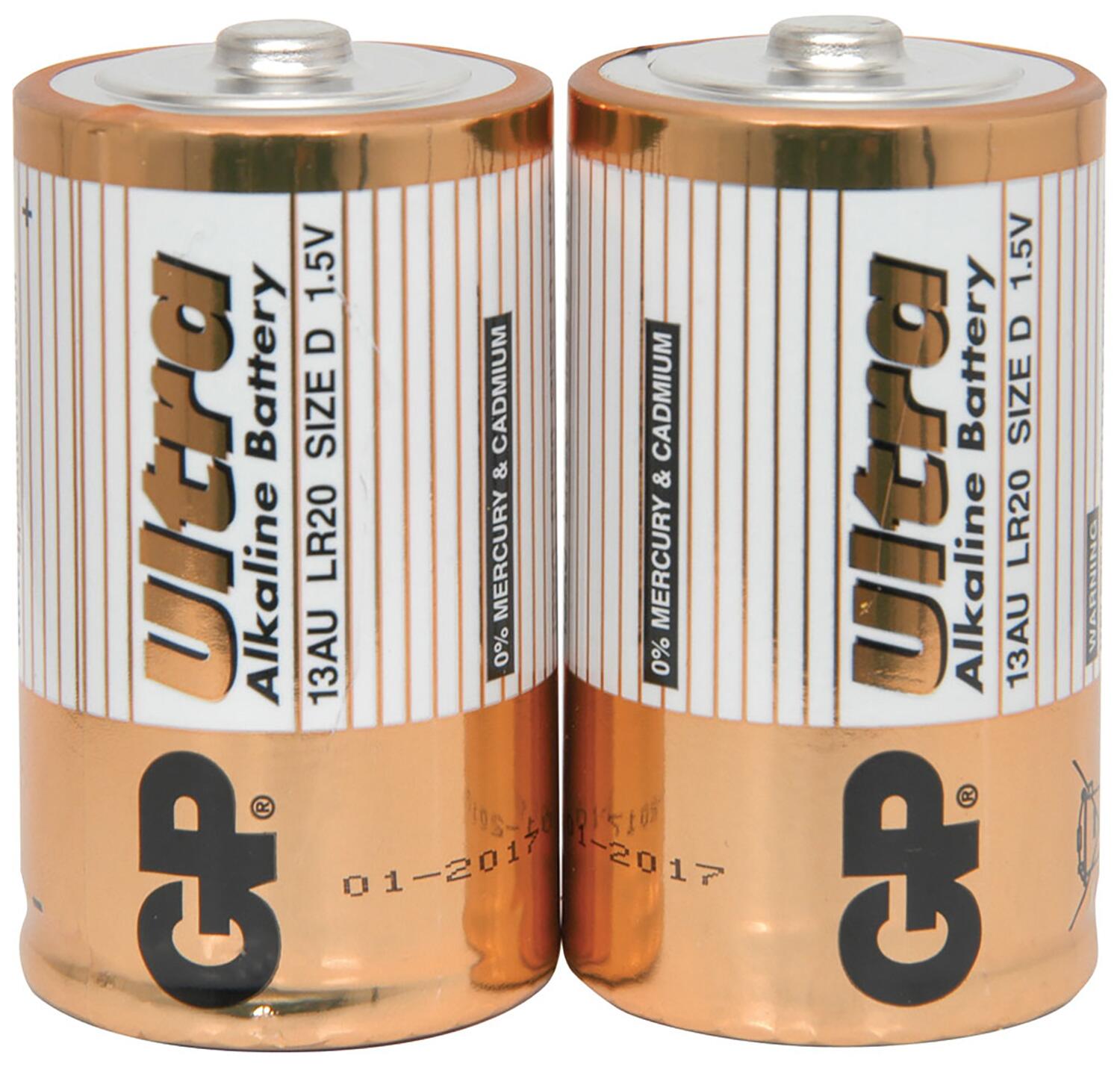 GP Batteries Alkaline batteries, D, 1.5V - 2pcs