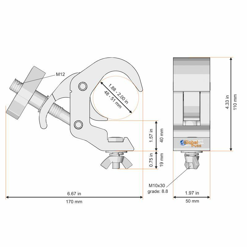 Global Truss Self Locking Easy Clamp 50mm Wide Black (5073-50B)