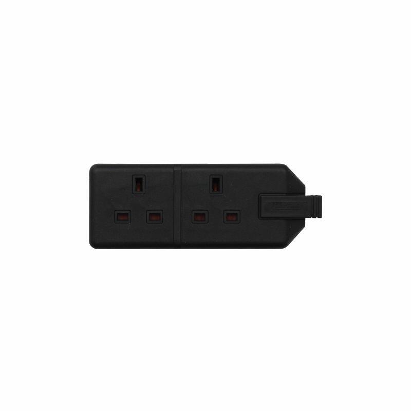 Masterplug 2 Gang 13A HD Mains Socket, Black (ELS132B)