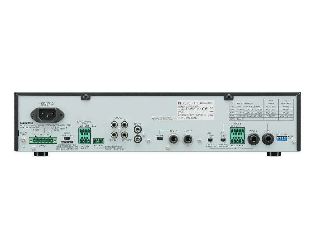 TOA A-3612D A-3600 Series 120 Watt Digital Mixer Amplifier, 2-zone, 7 ...