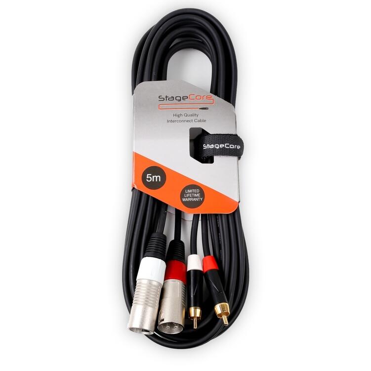 StageCore 2 x Male XLR Connectors - 2 x Male RCA Phono Plugs ...