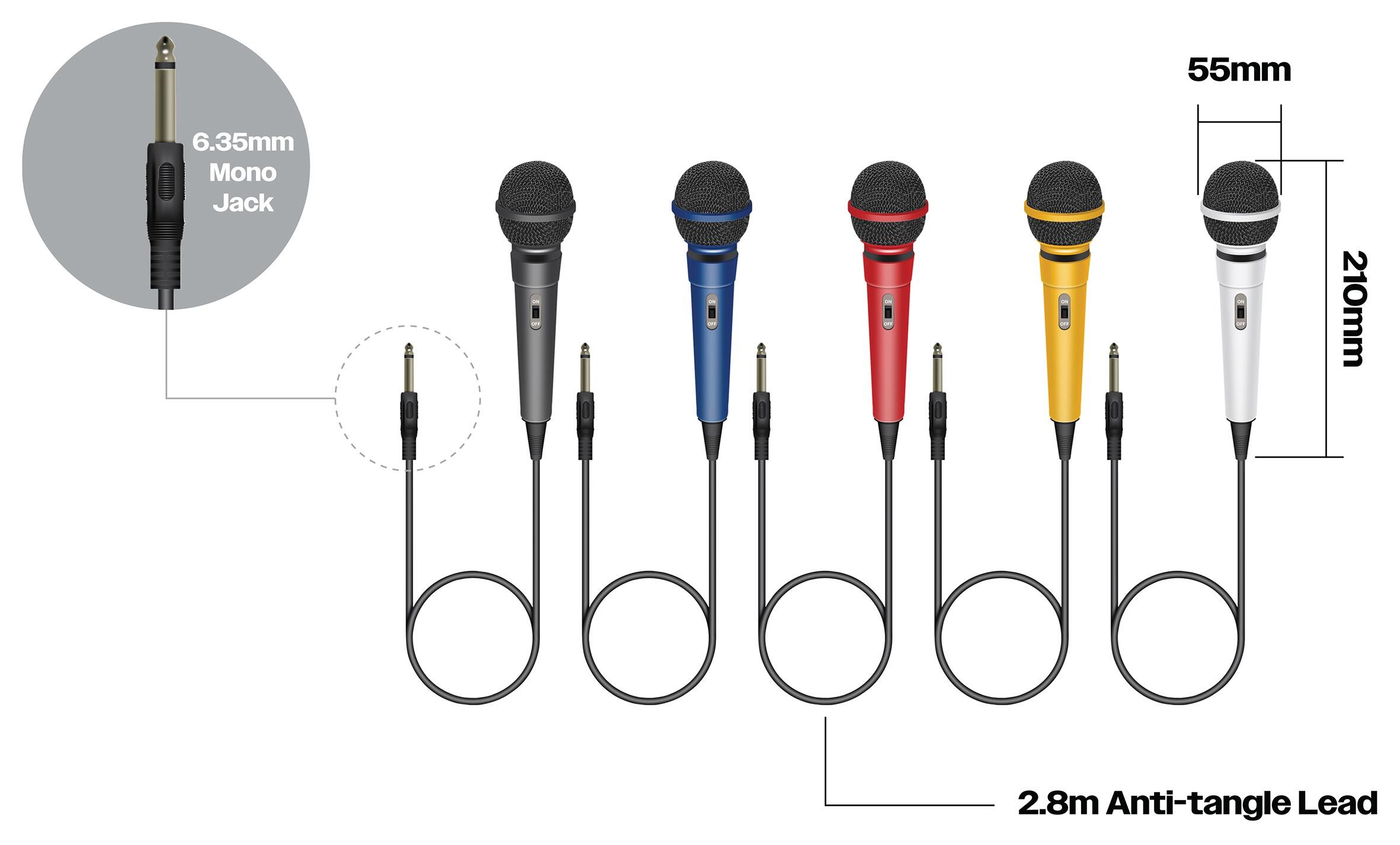 Soundlab Dynamic Karaoke Microphone With Fixed 3m 6.35mm Jack Lead Pack ...