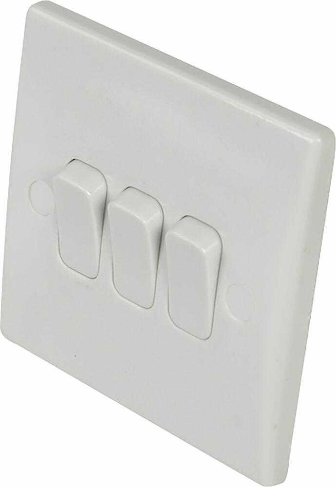 Eagle 2 Way3 Gang Light Switch Curved Edge 10A, E344BD