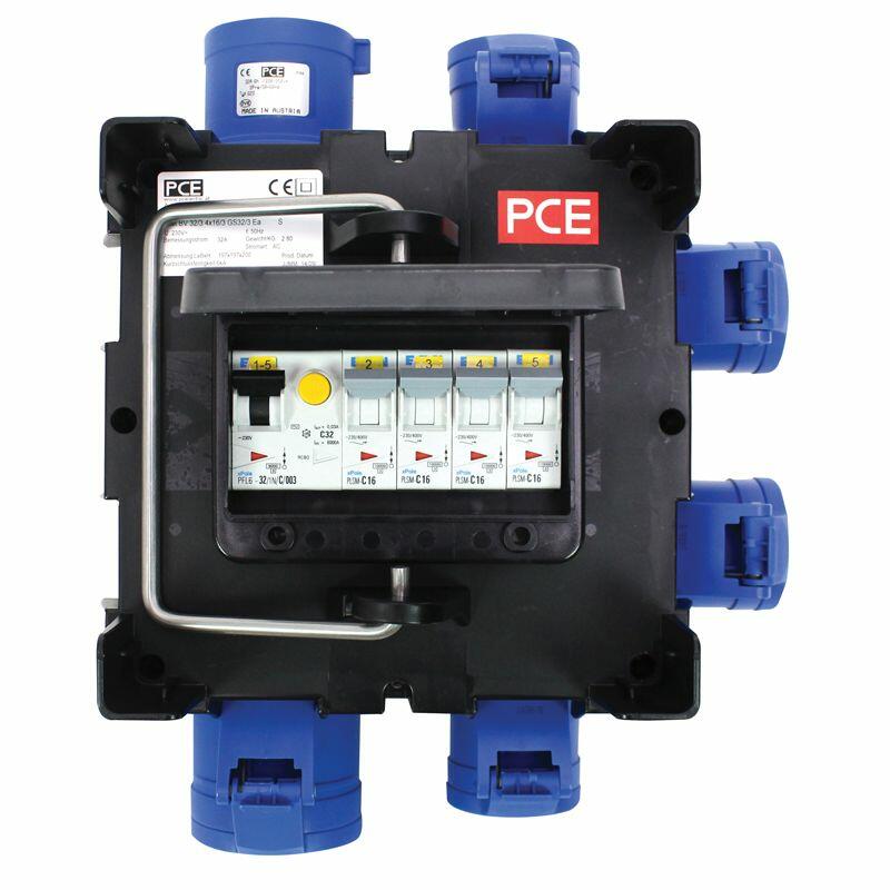 PCE Power Distribution Box, 32A, 240V In, 4 x 16A + 1 x 32A Out (9030182)