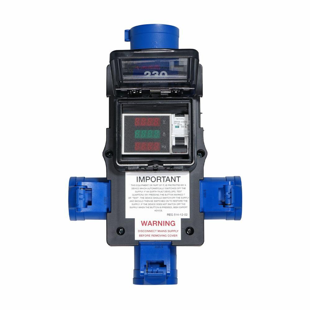 eLumen8 ST ANTON Distribution Box 32A 240V In, 3 x 16A 240V Out, DMM