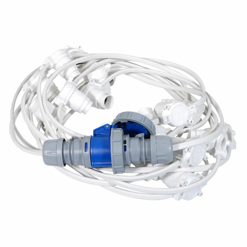 eLumen8 10m BC Heavy Duty White Rubber Festoon, 0.33m Spacing with 16A ...