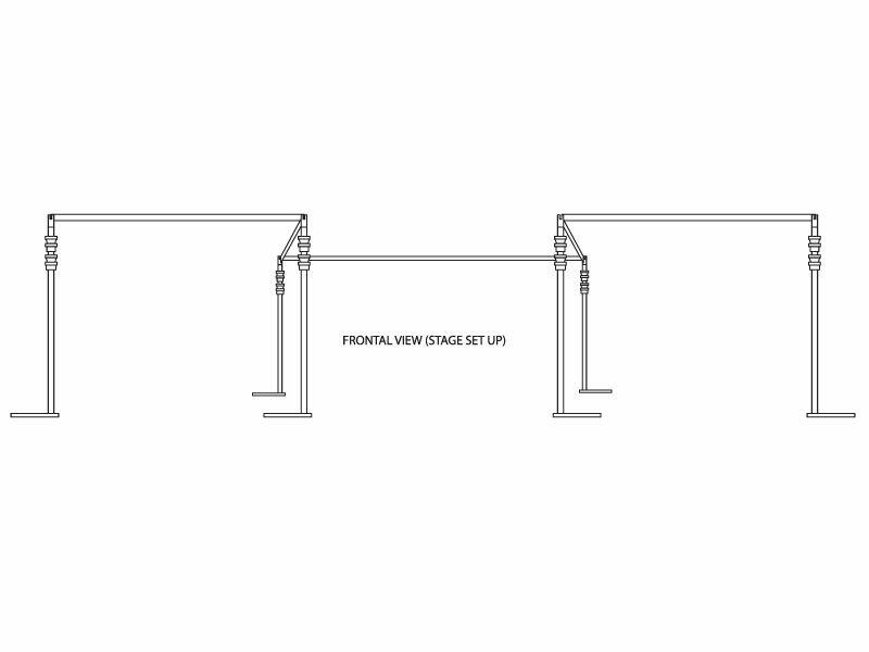 Global Truss Curtain Call Pipe and Drape 450 x 450mm Black Base Plate ...