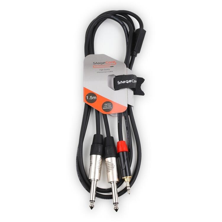 StageCore 3.5mm Stereo Mini Jack Plug - 2x 6.35mm Mono Jack Plugs ...
