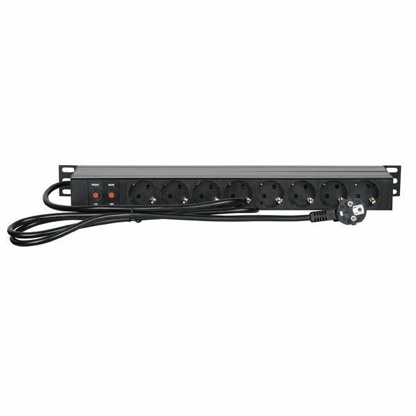 Showgear 19" 1U Main Power Strip 16 Front and Back control (91231)