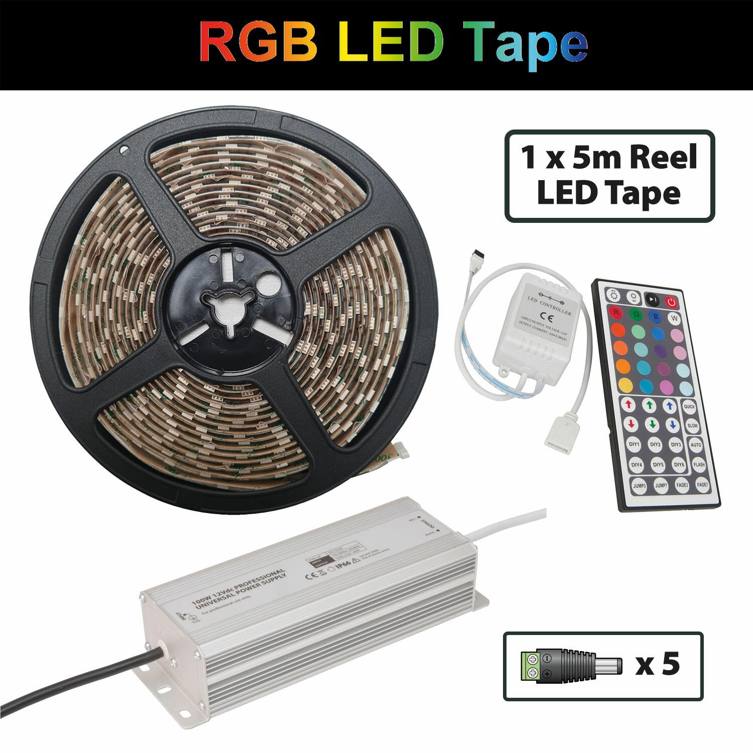 LYYT 5m RGB 12V LED Tape with 44 Button IR Controller 300.931UK