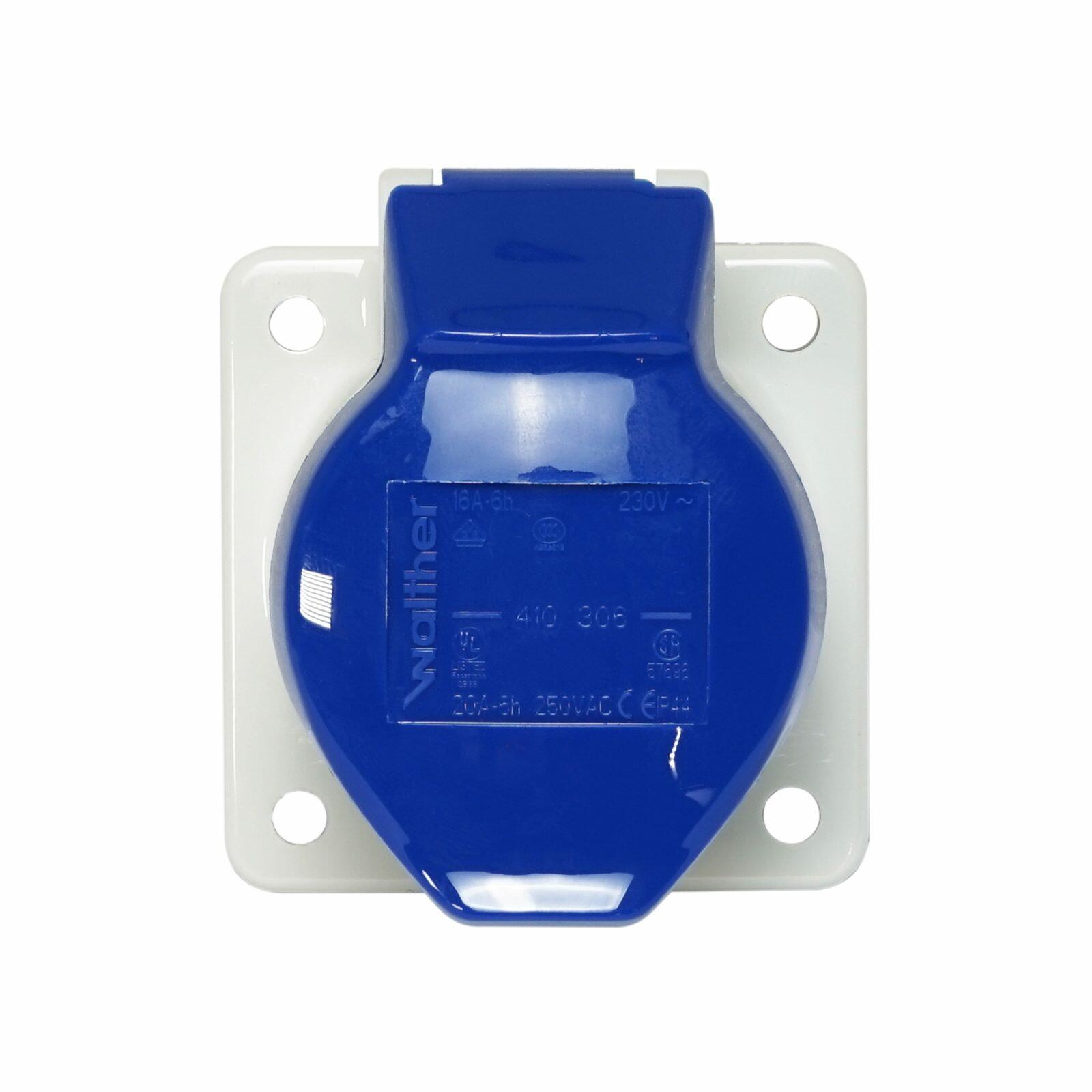 Walther 16A Panel Socket Grey/Blue (16ASPS/GY)