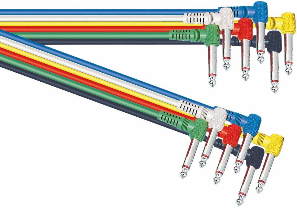 SoundLAB Standard Assorted Coloured 6.35mm Right Angled Jack Plug to 6 ...