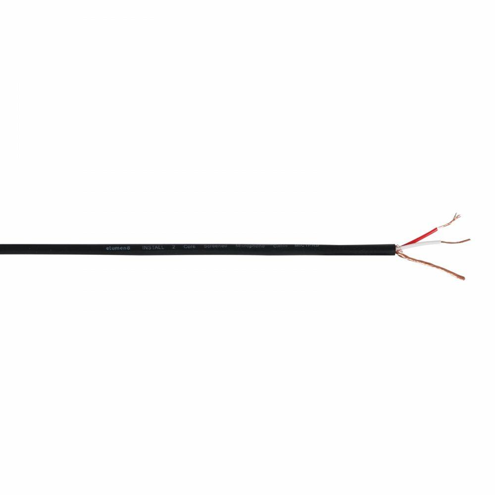 eLumen8 INSTALL Screened 2 Core Microphone Cable MIC1PRB, Cut Length Black