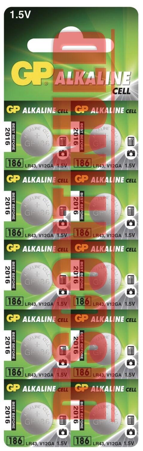 GP Batteries Button Cell Alkaline LR43 - 10pcs