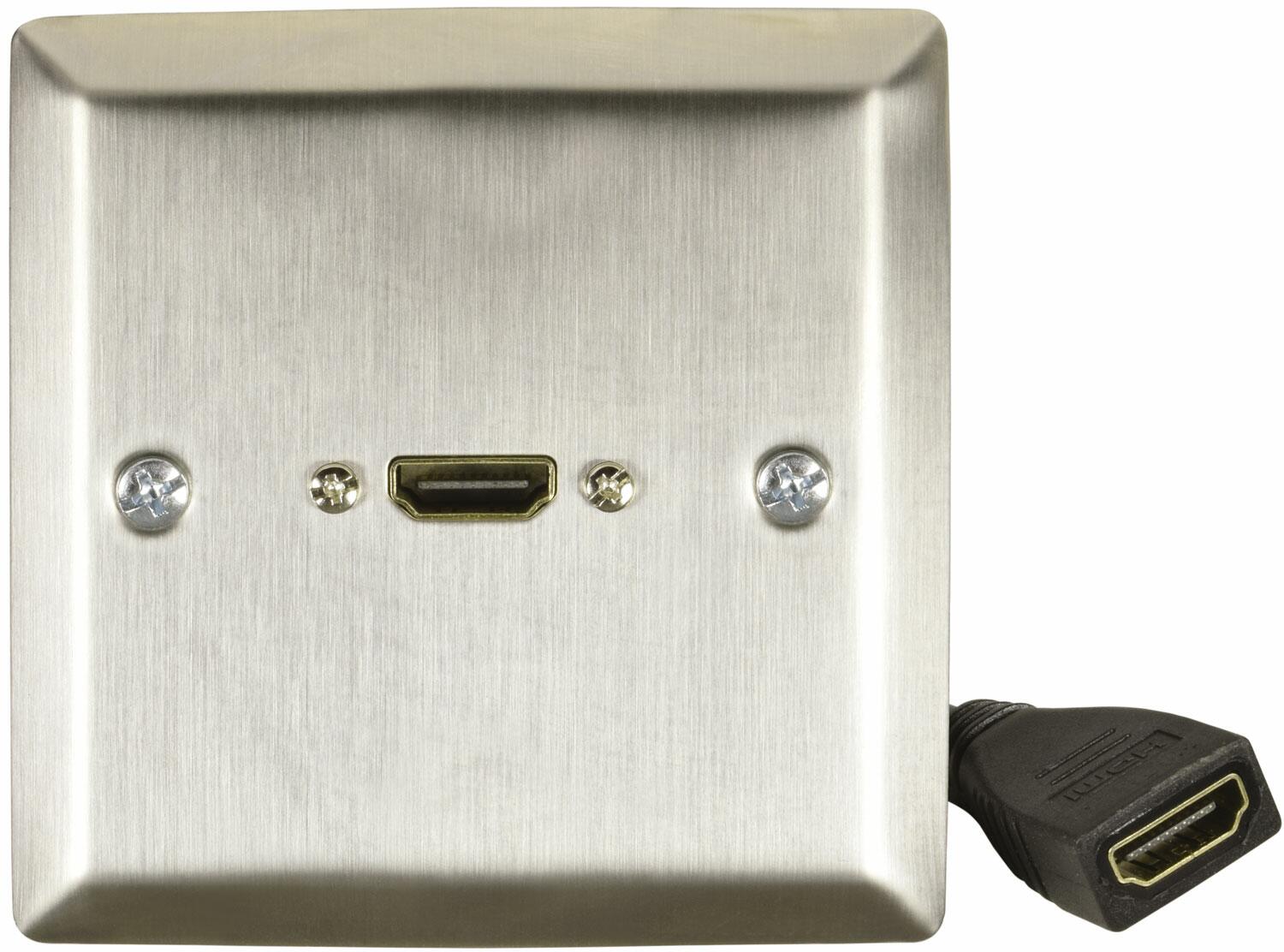 AV:Link Steel HDMI Wallplate with Female Tail - 123.390UK
