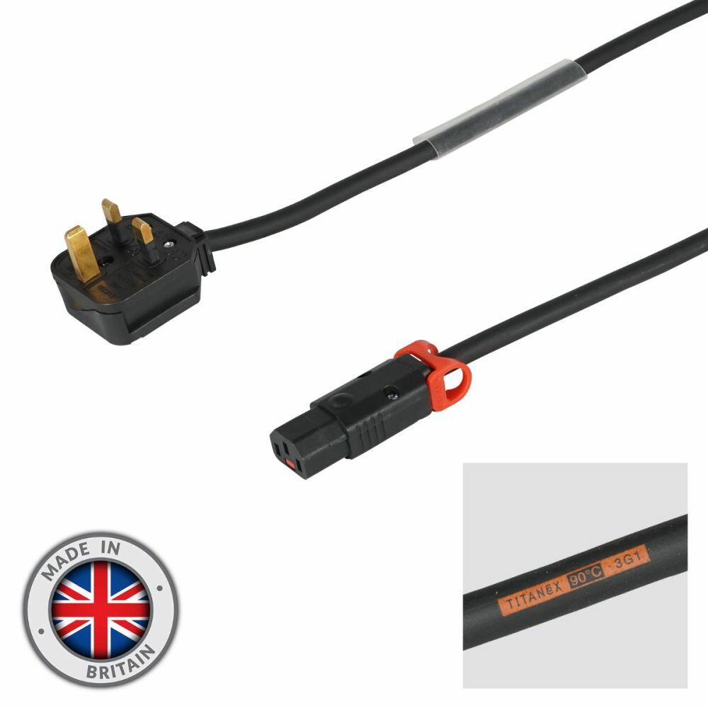 eLumen8 5m 1mm H07RN-F 13A Male - C13 IEC Lock Lead - Stagegear