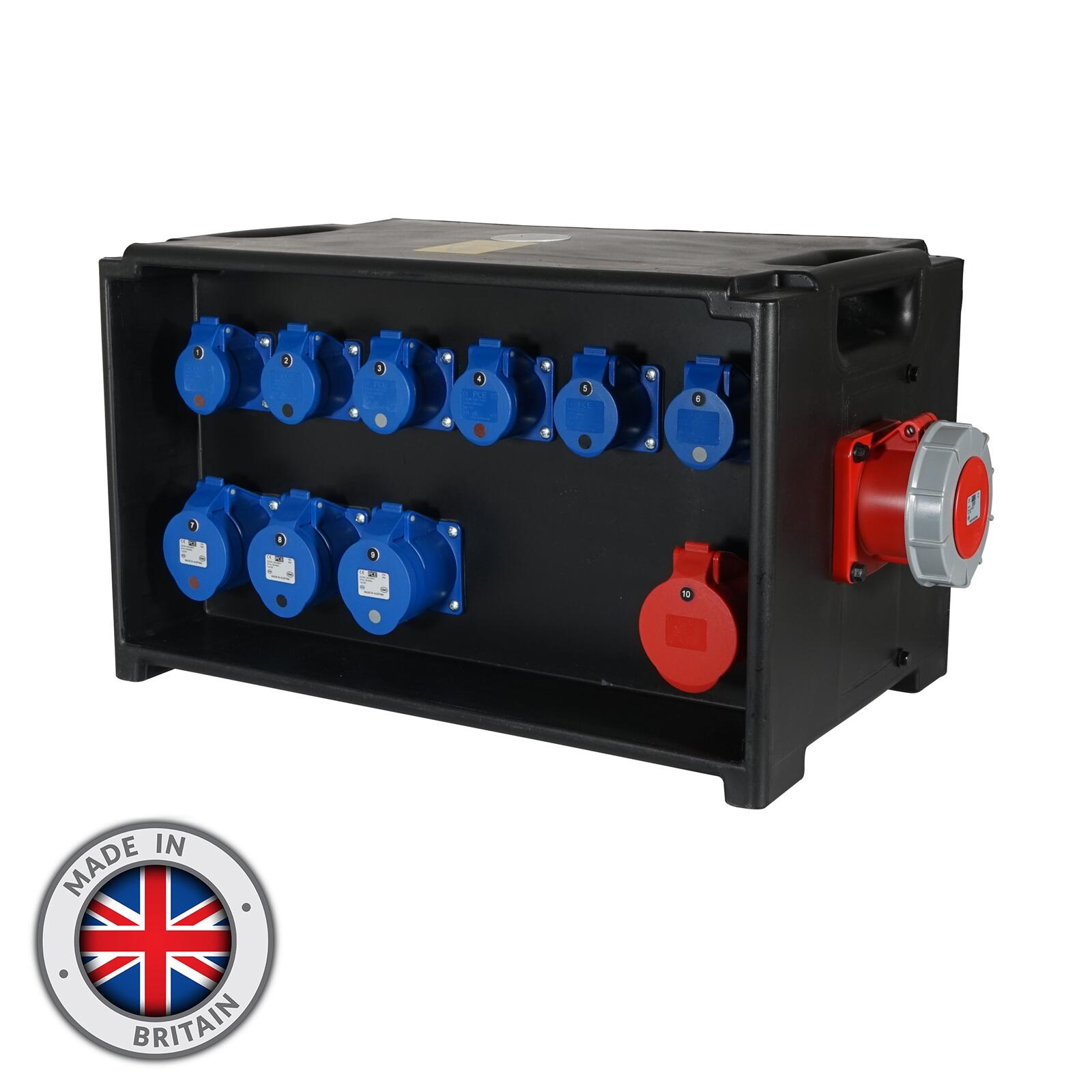 PCE MERZ Distribution Box 63A 415v 3PH In/Thru to 3 x 32A & 6 x 16A outlets