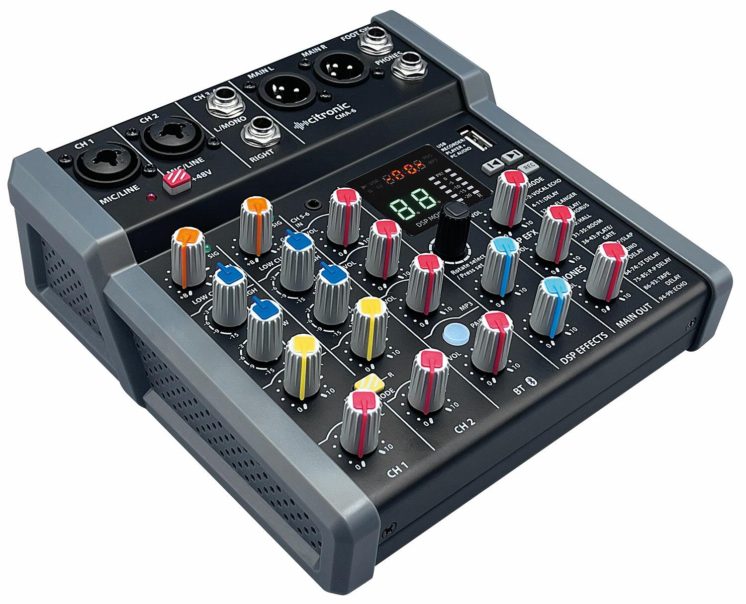 Citronic CMA 6 Compact Mixer with Bluetooth, DSP, USB Play/Record/PC ...