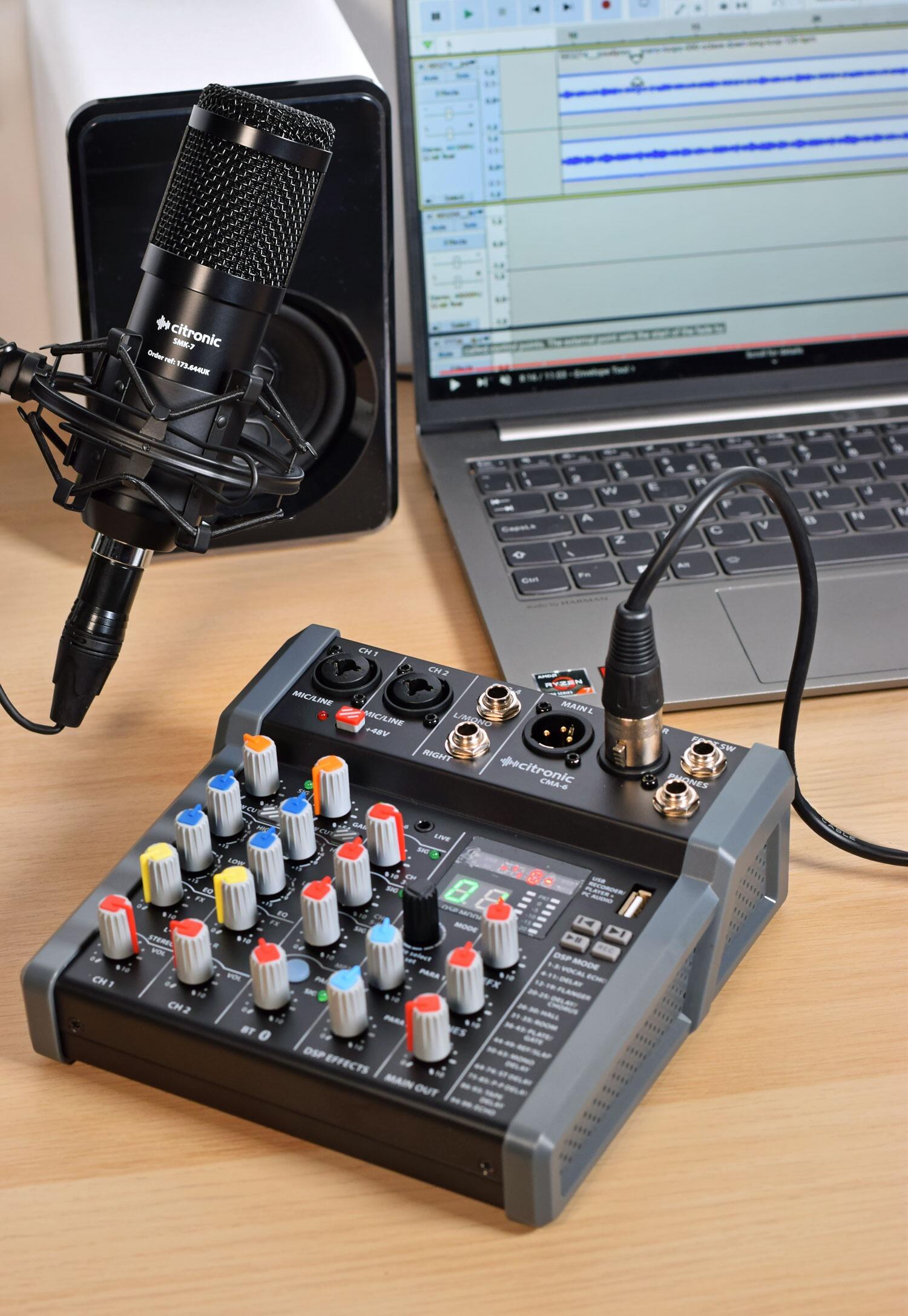 Citronic CMA 6 Compact Mixer with Bluetooth, DSP, USB Play/Record/PC ...