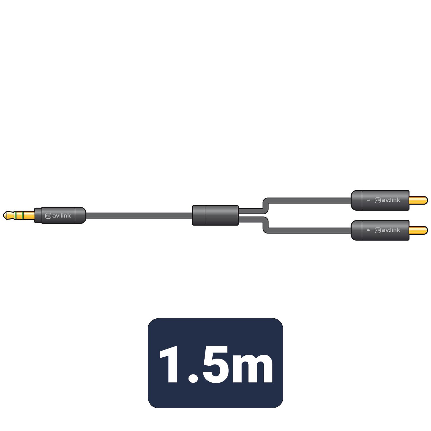 AV:Link Precision 3.5mm stereo plug to 2xRCA plugs lead 1.5m - 112.134UK