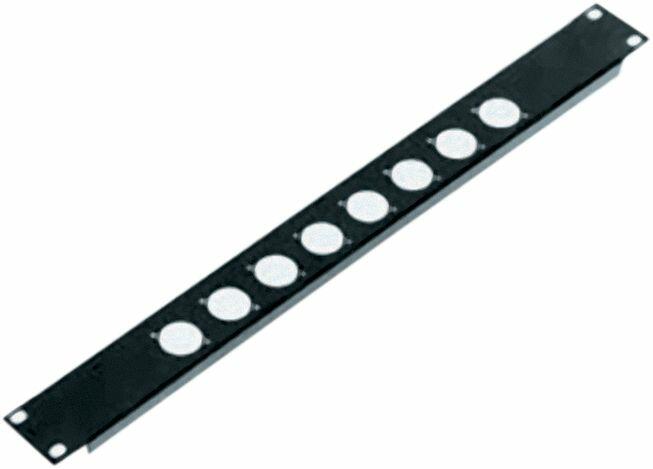 SoundLAB 1U Rack Panel With Cut Outs For 8x D Size XLR Sockets, L097BD