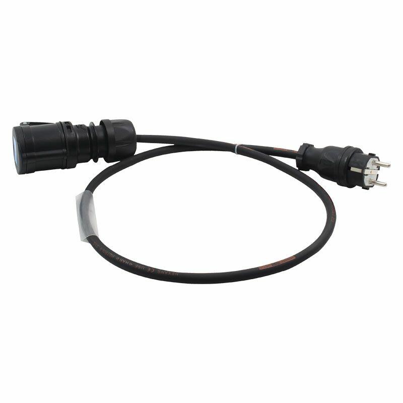 eLumen8 1m Schuko Plug to PCE 16A Black Socket Lead - Stagegear