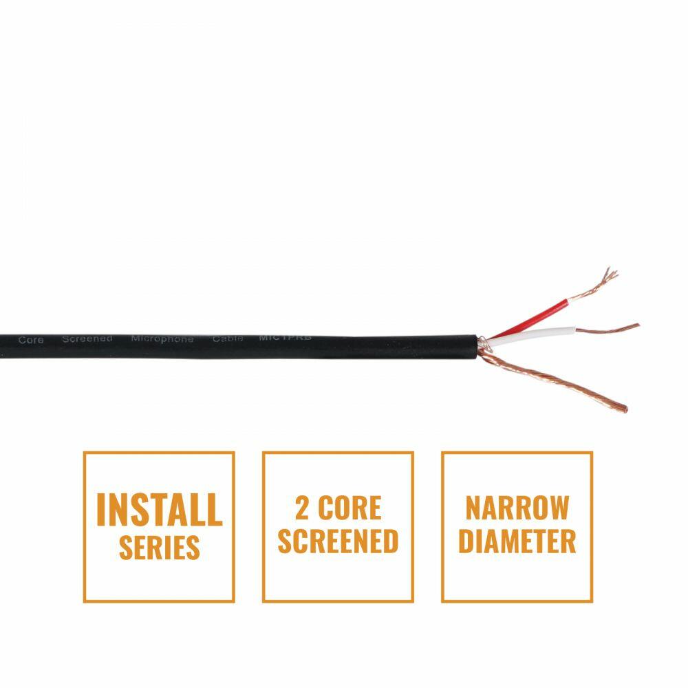 eLumen8 INSTALL Screened 2 Core Microphone Cable MIC1PRB, 100m Drum Black