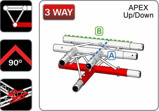 Trilite 2TRJ32 Triangular Truss Junction, 3 way, Apex Up/Down
