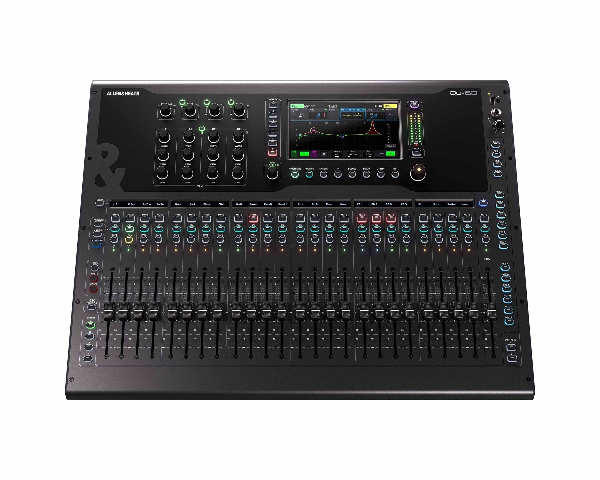 Allen & Heath QU6D Digital Mixer, 24IN / 16OUT 96kHz with 16x16 Dante ...