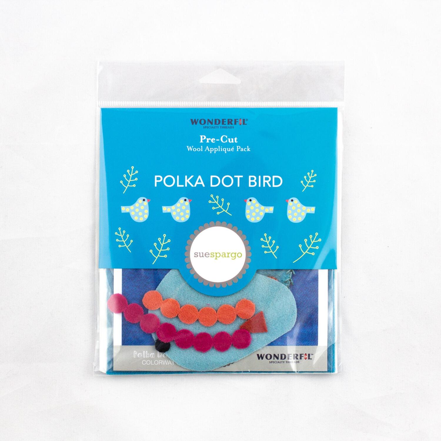 Sue Spargo Polka Dot Bird Pre-Cut Wool Applique Kit (Colourway 3)
