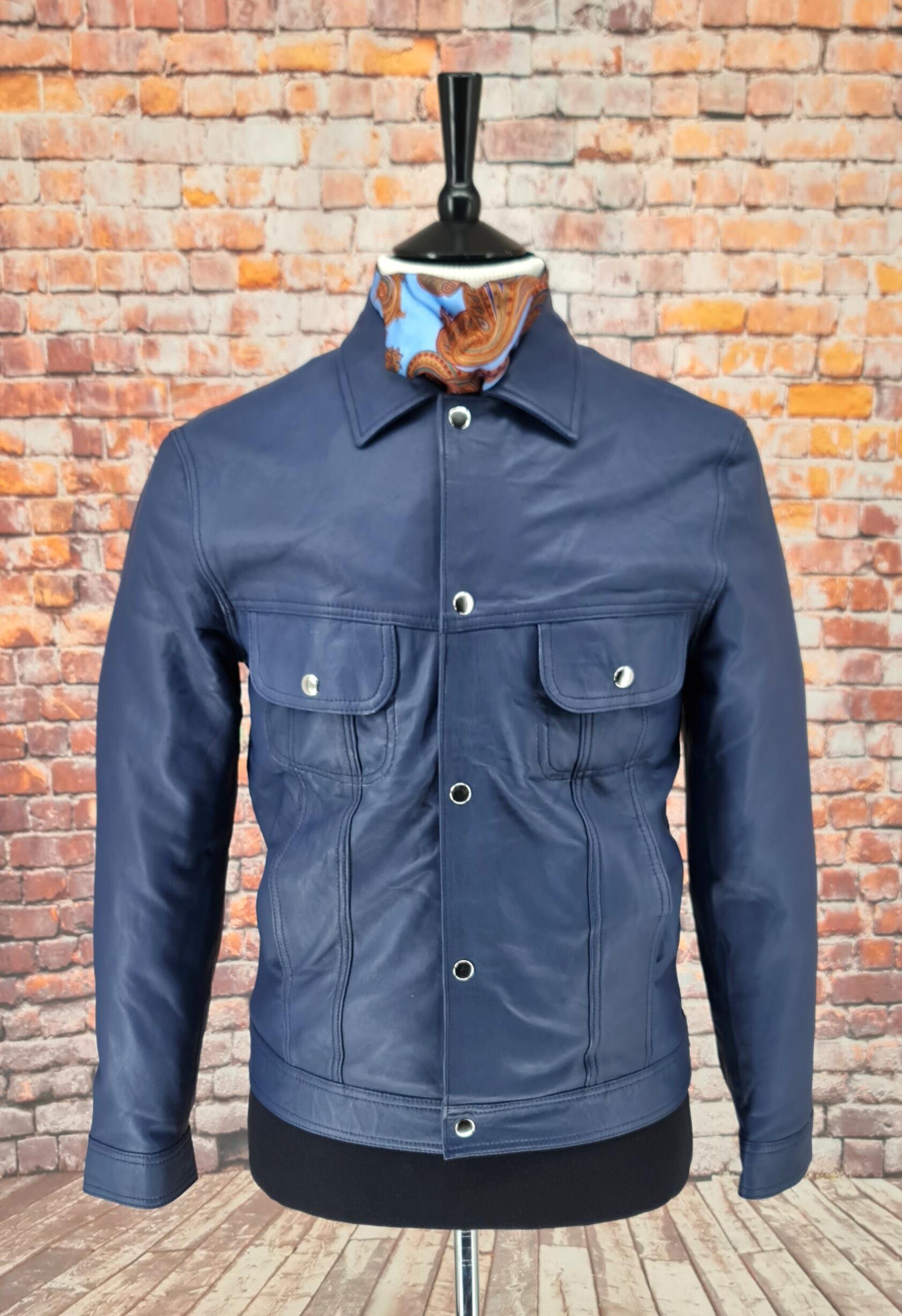 Weller- Indigo Leather Trucker Jacket