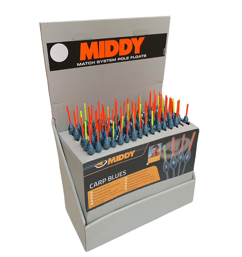 75 x Middy Carp Blue Pole Floats Series 1